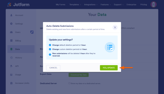 Deleting the Form Submissions Automatically