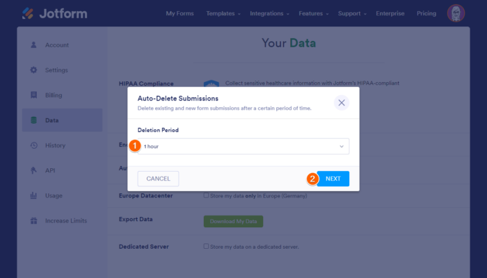 Deleting the Form Submissions Automatically