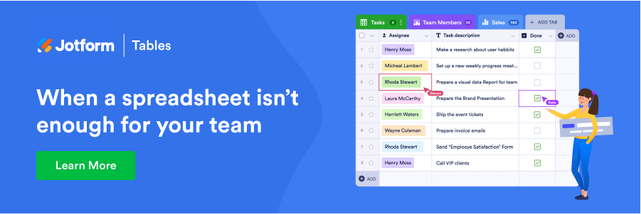 How To Use Jotform Tables To Manage Projects The Jotform Blog