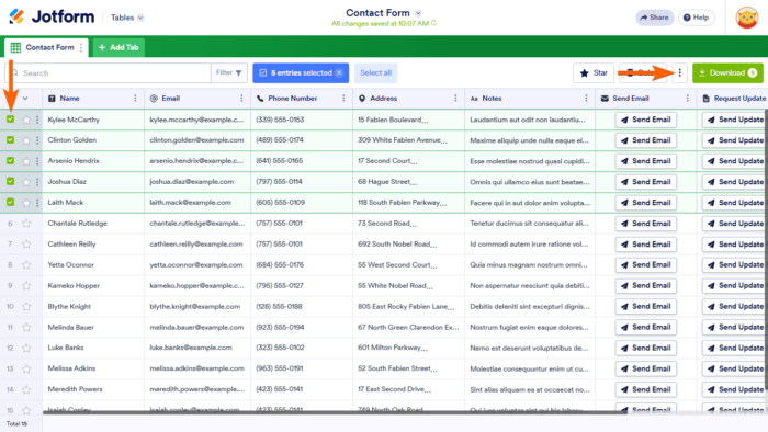 What Are Jotform Tables Action Buttons?