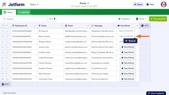 What Are Jotform Tables Action Buttons?