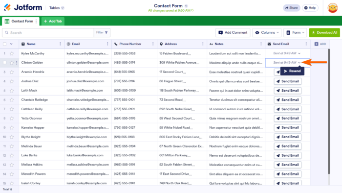 What Are Jotform Tables Action Buttons?