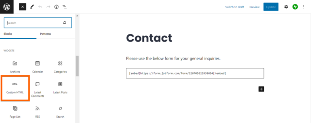 How to Embed a Form to WordPress.com - Getting Jotform Shortcode