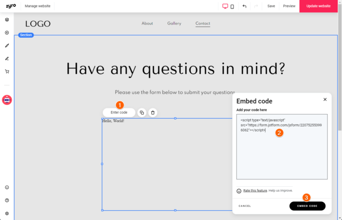 How to Add a Contact Form in Zyro