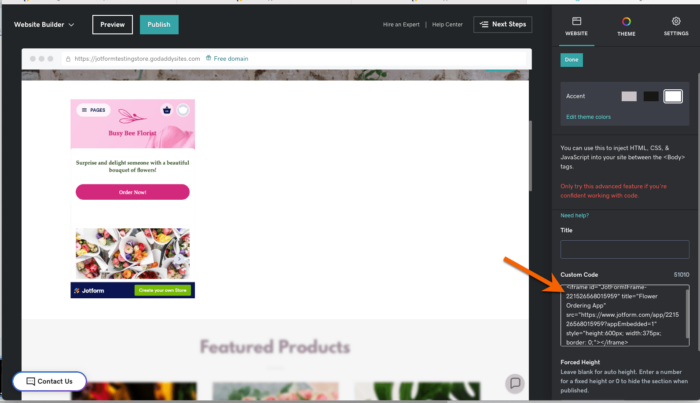 How to Embed Your Jotform Store into Your GoDaddy Website