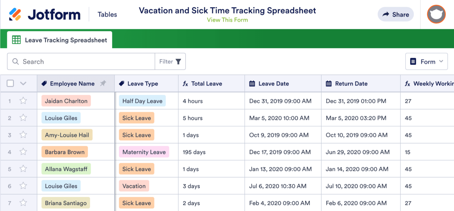 6 features to look for in a vacation and sick time tracker | The Jotform Blog
