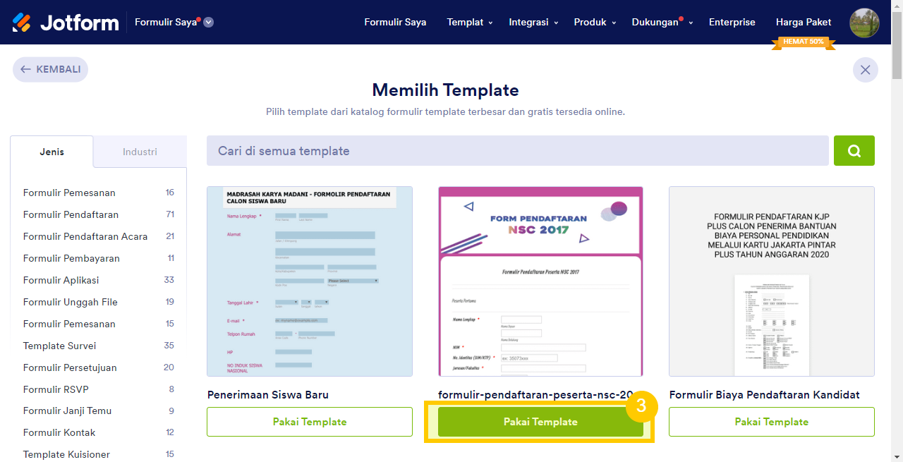 Cara Menggunakan Templat Formulir