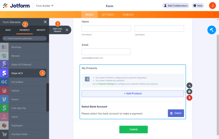 How to Integrate Stripe ACH With Jotform