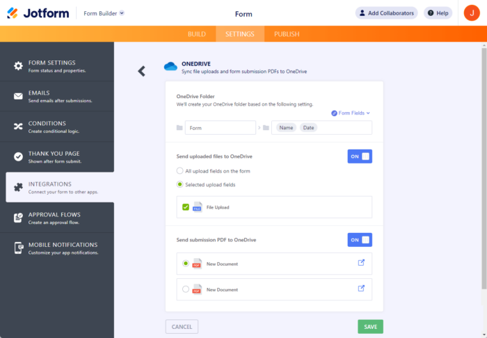 How to Integrate Jotform with OneDrive