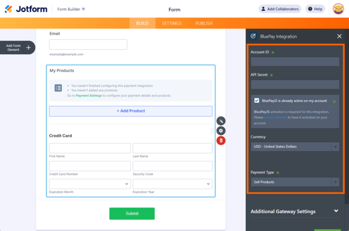 How to Integrate Bluepay With Your Form