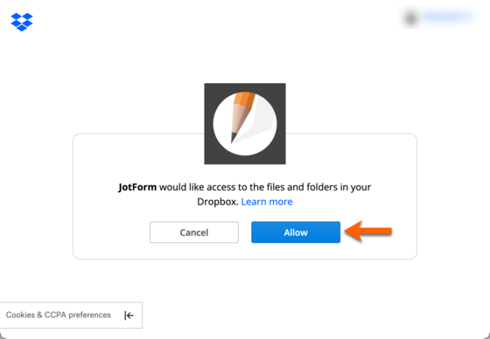 Upload to Dropbox With Jotform