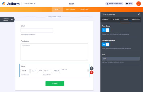 How to Add Time Field to a Form