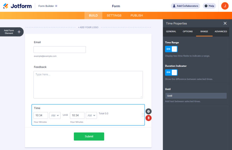 How to Add Time Field to a Form