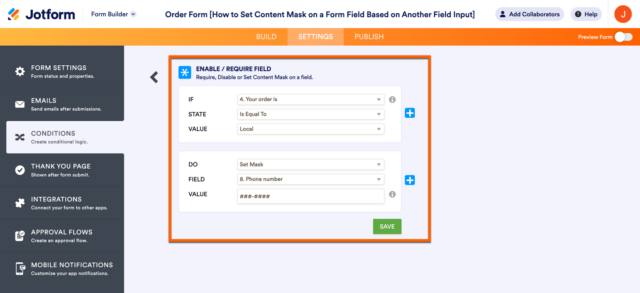 How to Set Content Mask on a Form Field Based on Another Field Input