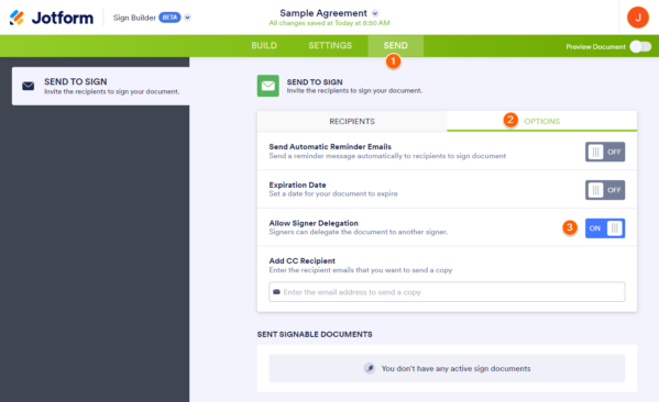 How to Allow Signers to Delegate the Document to Other Signers