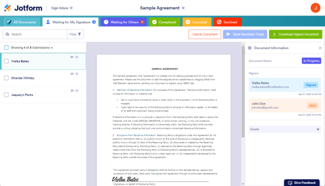 How to Track the Signing Process of Other Parties
