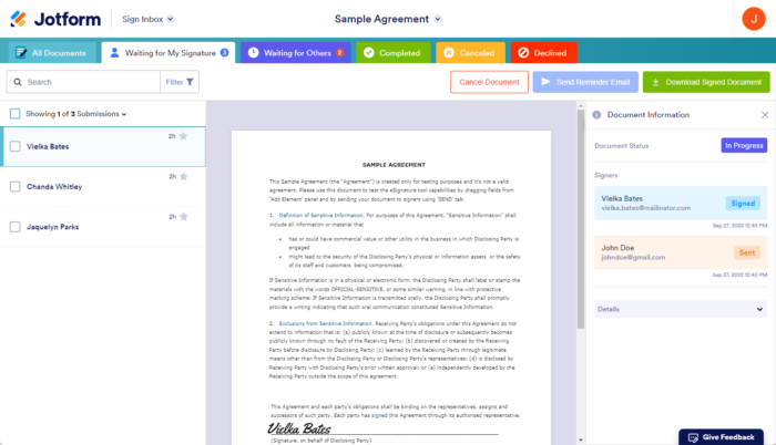 How to Track the Signing Process of Other Parties