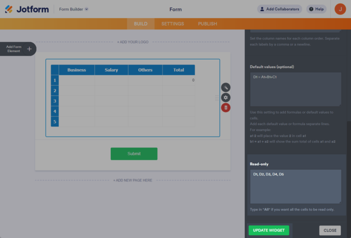How to Set Up the Spreadsheet Widget?