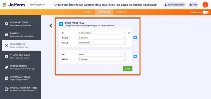 How to Set Content Mask on a Form Field Based on Another Field Input