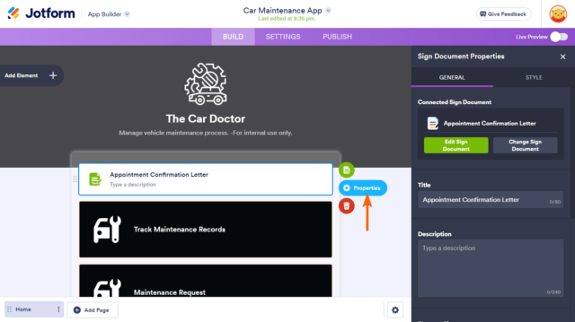 Adding Electronic Signature on the Jotform App Builder