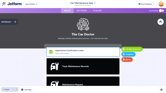 Adding Electronic Signature on the Jotform App Builder