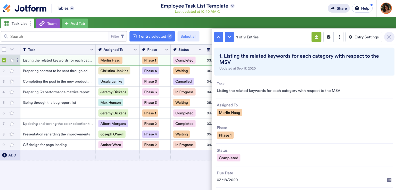 Organize your team with a task management dashboard | The Jotform Blog