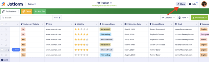Announcing Jotform Tables