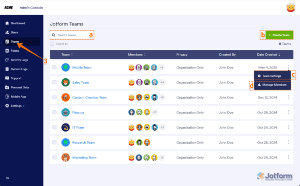 How to Manage All Teams as the Server Admin in Jotform Enterprise