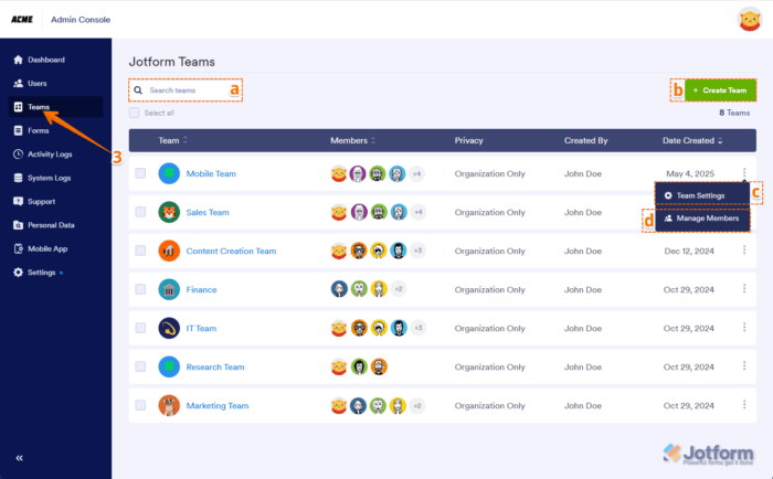 How to Manage All Teams as the Server Admin in Jotform Enterprise