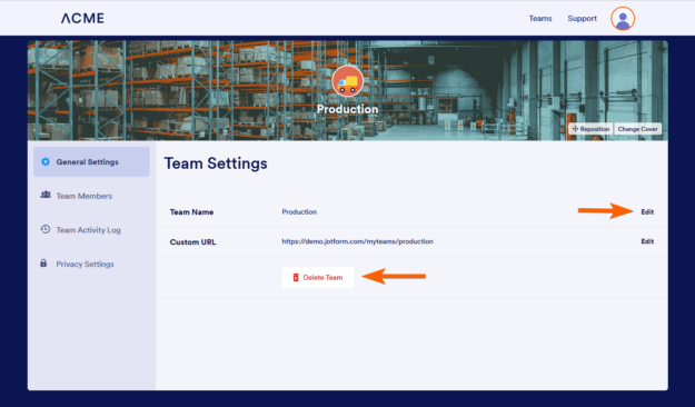How to Change Settings in Jotform Teams