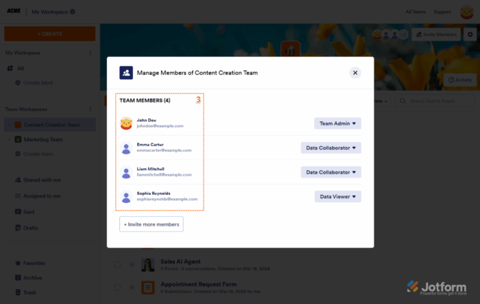 How to View Team Members in Jotform Teams