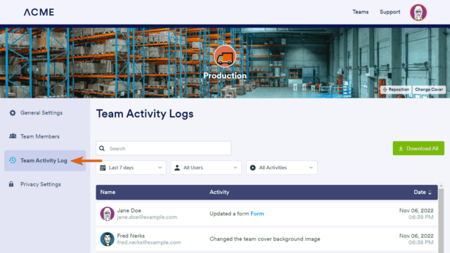 How to View the Activity Log of a Team