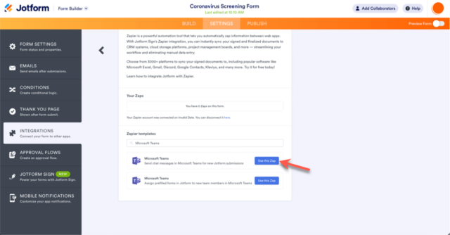 How to Integrate Microsoft Teams with Jotform