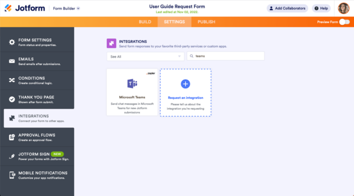 How to Integrate Microsoft Teams with Jotform