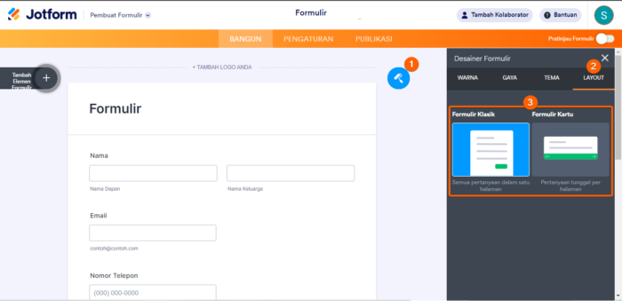 Cara Mengubah Layout Formulir