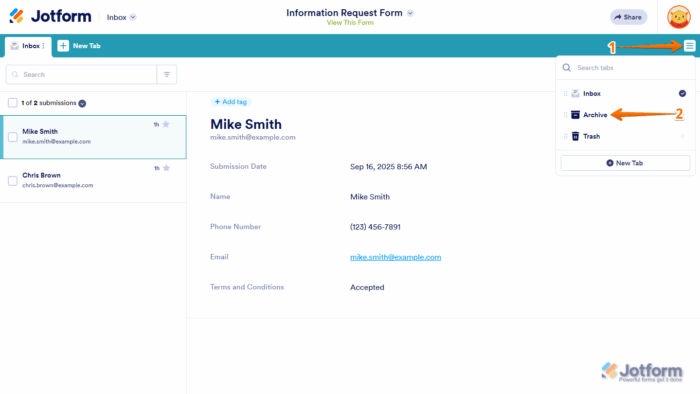 How to Archive and Unarchive Submissions in Jotform Inbox