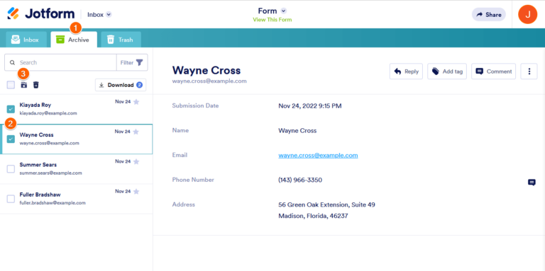How to Archive and Unarchive Submissions in Jotform Inbox