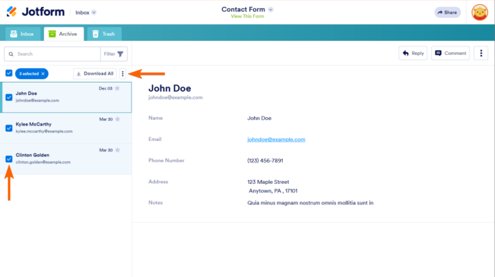 How to Archive and Unarchive Submissions in Jotform Inbox
