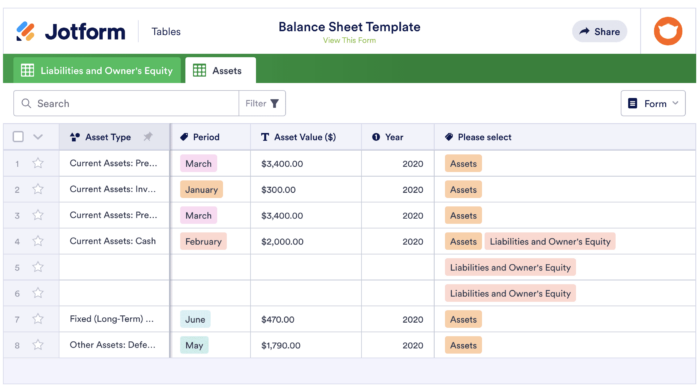 How to create a small business balance sheet | The Jotform Blog