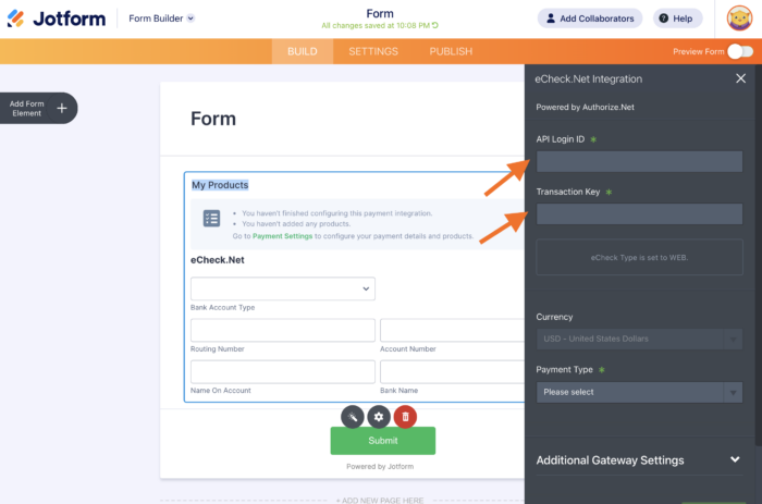 New Integration: Collect Electronic Checks Using eCheck.Net | The Jotform Blog