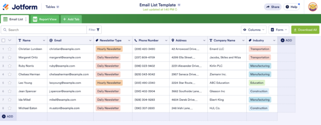 9 table templates to help with your nonprofit | The Jotform Blog