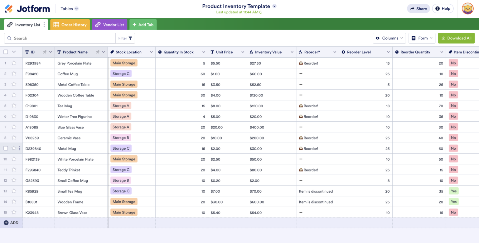 How to make an inventory spreadsheet in 5 easy steps | The Jotform Blog