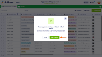 How to Reset Jotform Tables to Its Default View