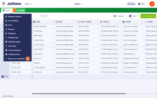 How to Reset Jotform Tables to Its Default View