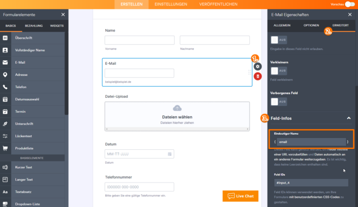 Wie Sie Feld-IDs und eindeutige Namen findet