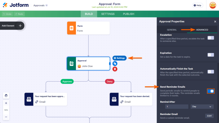How to Set Approval Reminder Emails
