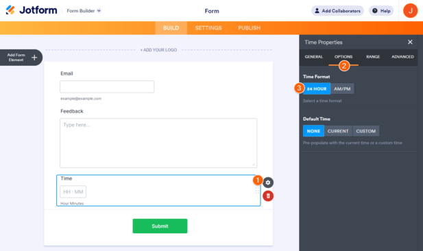 How to Add Time Field to a Form
