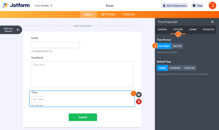 How to Add Time Field to a Form