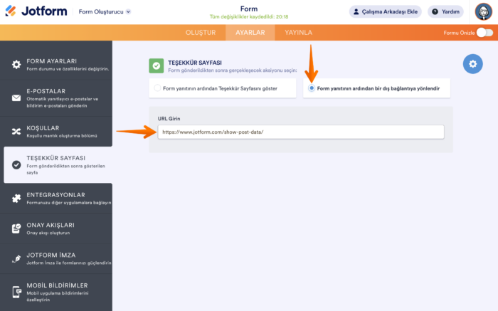 Form Yanıtlarını POST Verisi olarak Görüntüleme