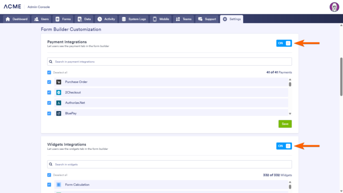 How to Change the Allowed Payments and Widgets in Your Organization's ...